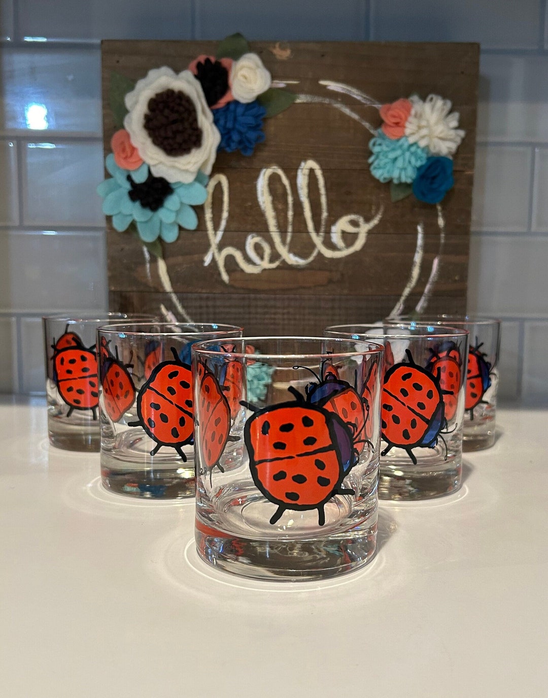 Lady Bug Glassware | Ladybug Whiskey Glasses | Ladybug Barware ...