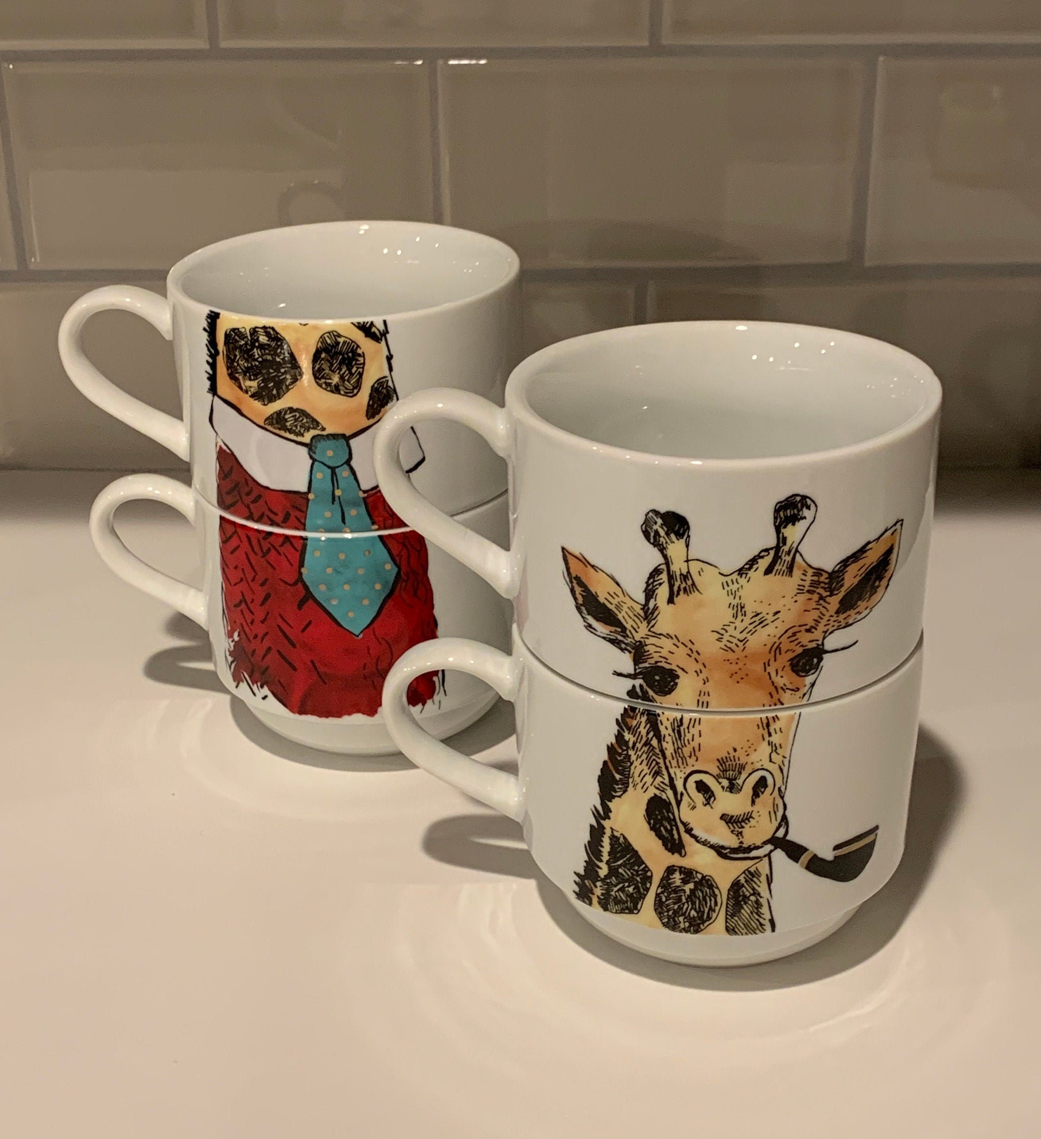 Vintage Cellar Giraffe Coffee Mugs Stackable Cellar Mugs | Etsy