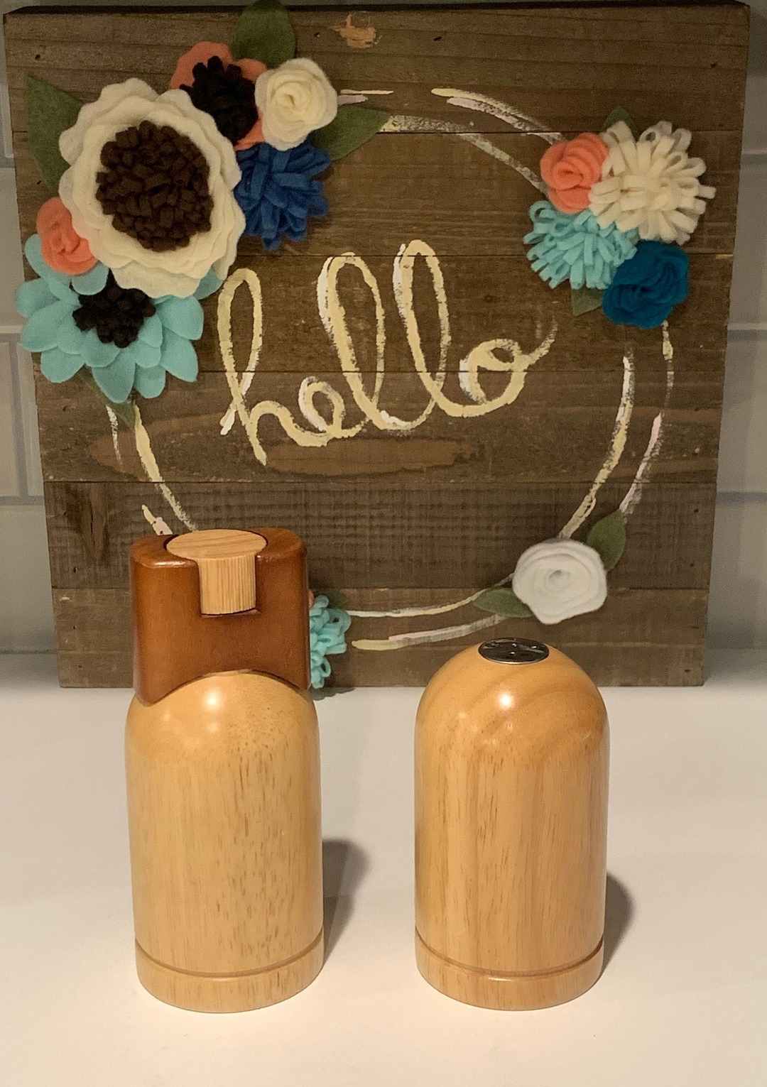 Mr. Dudley Wood Salt and Pepper Shakers Wood Table Decor Pepper Grinder ...