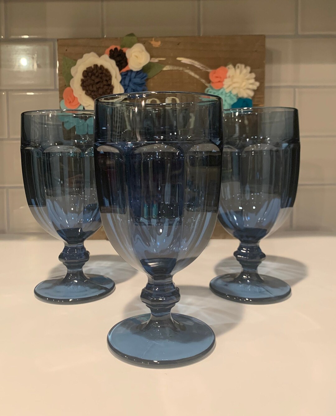 Gibraltar Cobalt Blue Water Goblets by Libbey Glass Company Cobalt Blue ...
