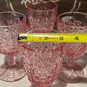 Pink Daisy & Button Water Goblets | Thumbprint Panel Goblets by Wright ...