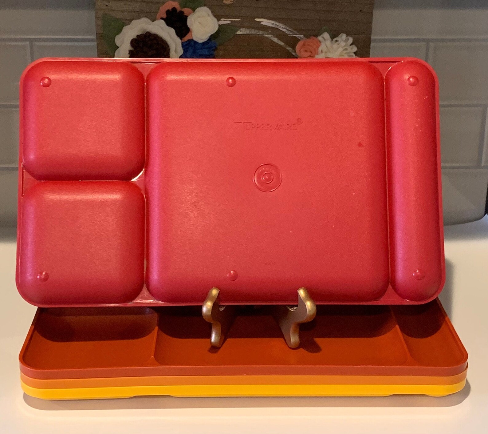 Vintage Tupperware Lunch Trays Yellow Red Orange Burnt - Etsy