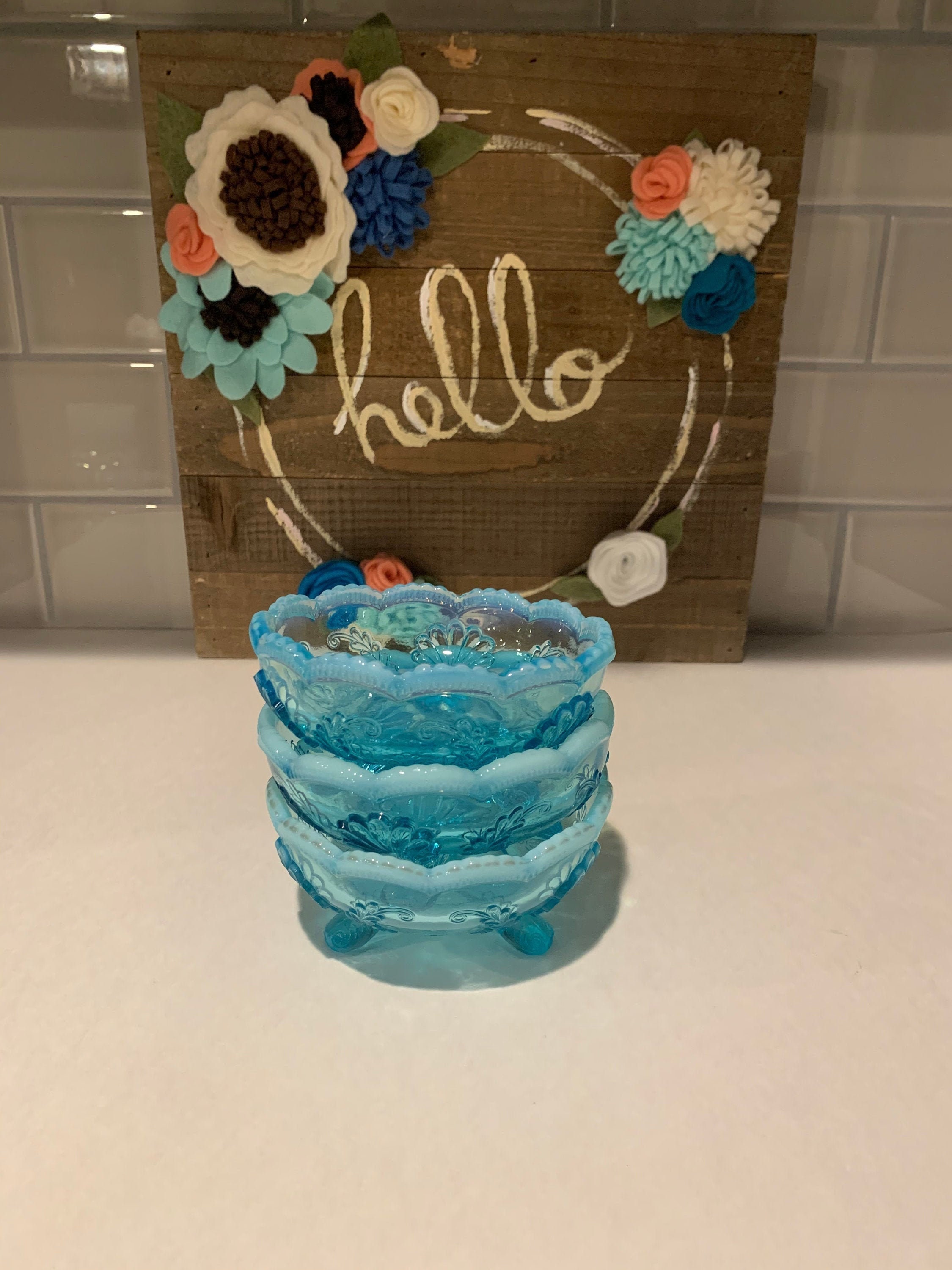 Manila Blue Opalescent Small Fruit Bowl by MODEL FLINT - Etsy