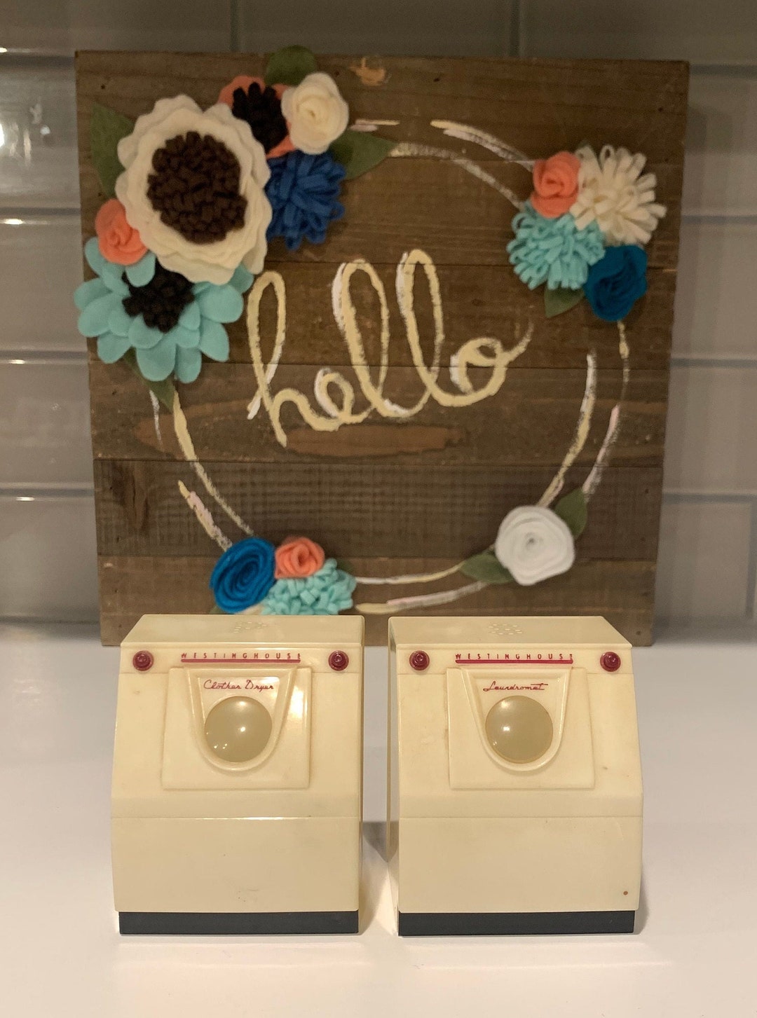 Westinghouse White Plastic Washing Machine Salt and Pepper Shakers ...