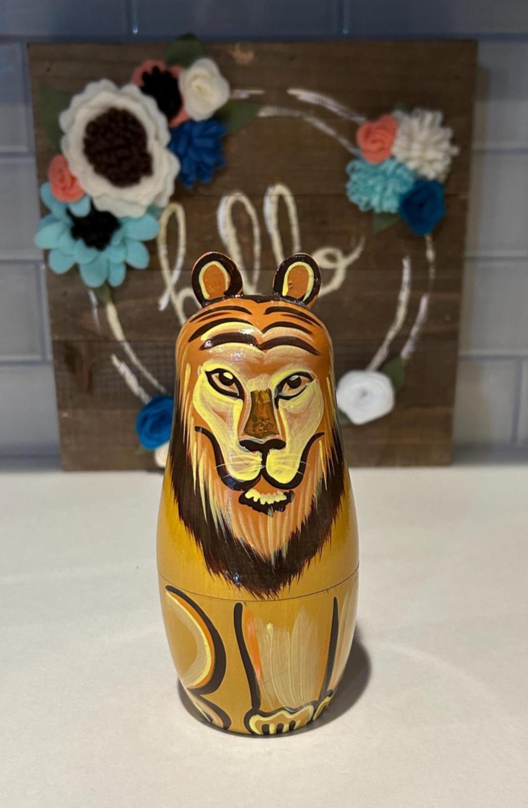 Hand Painted Lion Nesting Dolls: Wooden Animal Decor - Etsy