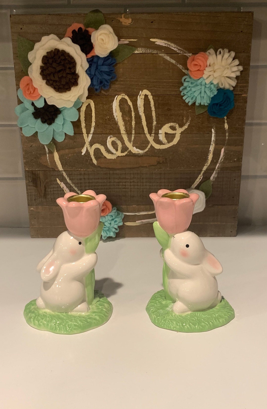 Bunny Candle Holders | Spring Bunny Tulip Hallmark Candle Holders ...
