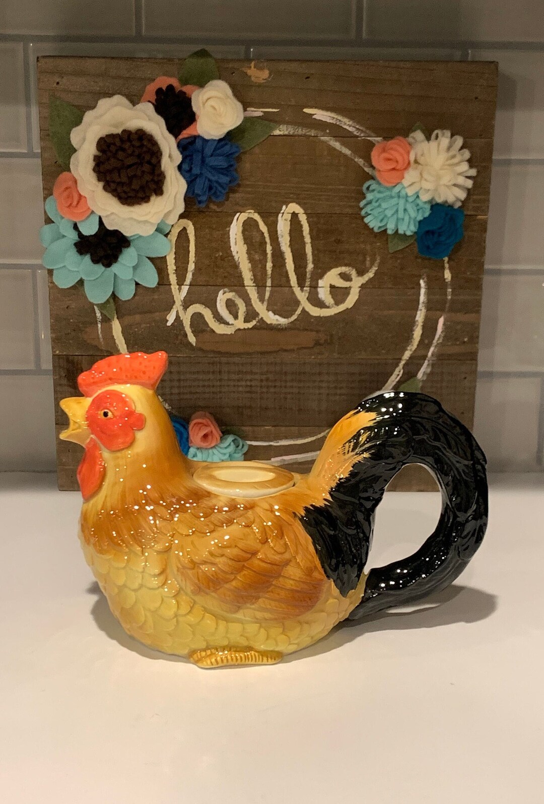 Vintage Rooster Tea Pot | Rooster Kitchenndecor | Rooster Table Decor ...