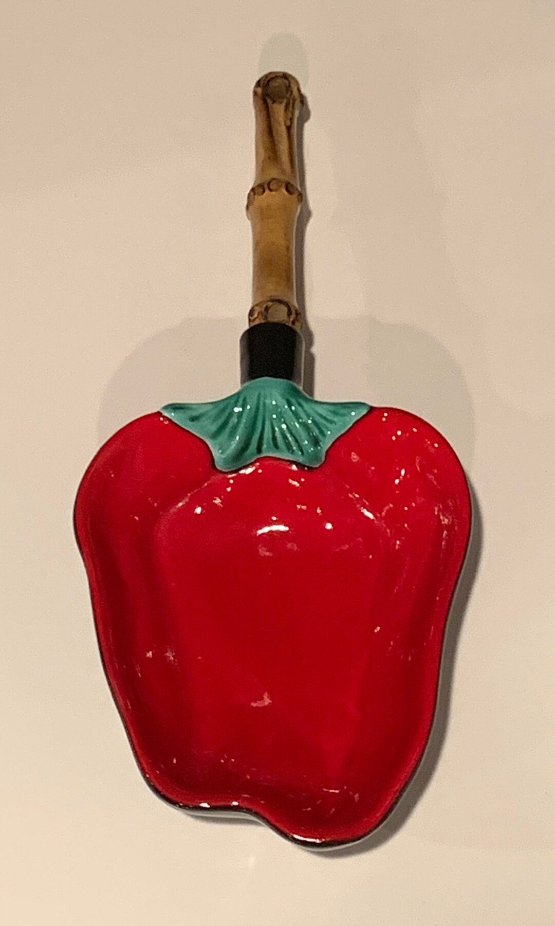 Handcraft Ceramic Red Chili Pepper Dish With Bamboo Handle | Chili ...