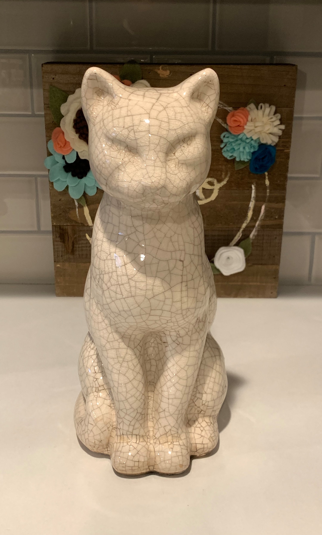 Vintage Crackle Pottery Cat Figurine: Cat Lover Gift - Etsy