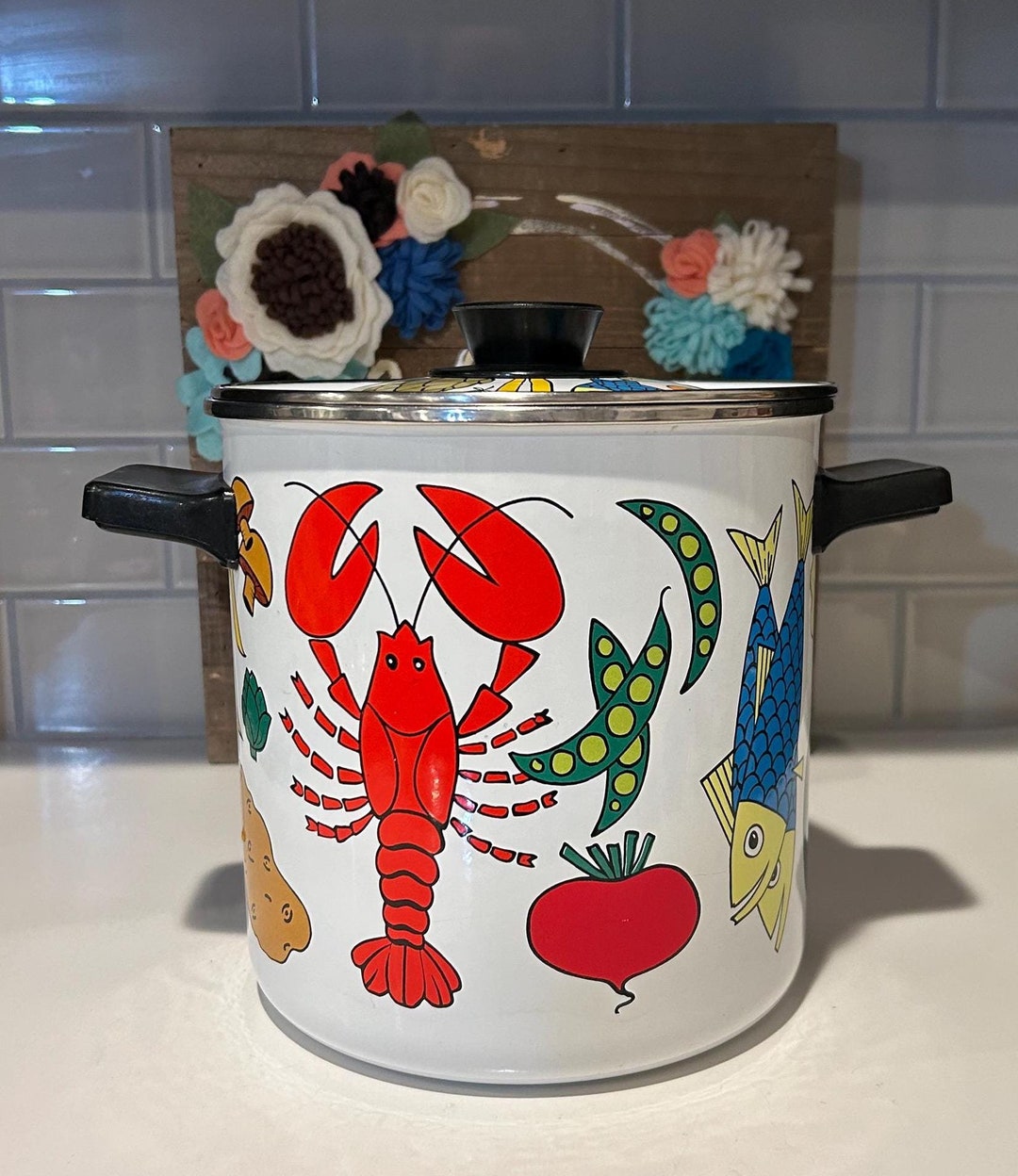 San Ignacio Enamel Stock Pot: Mid-century Seafood Cookware - Etsy
