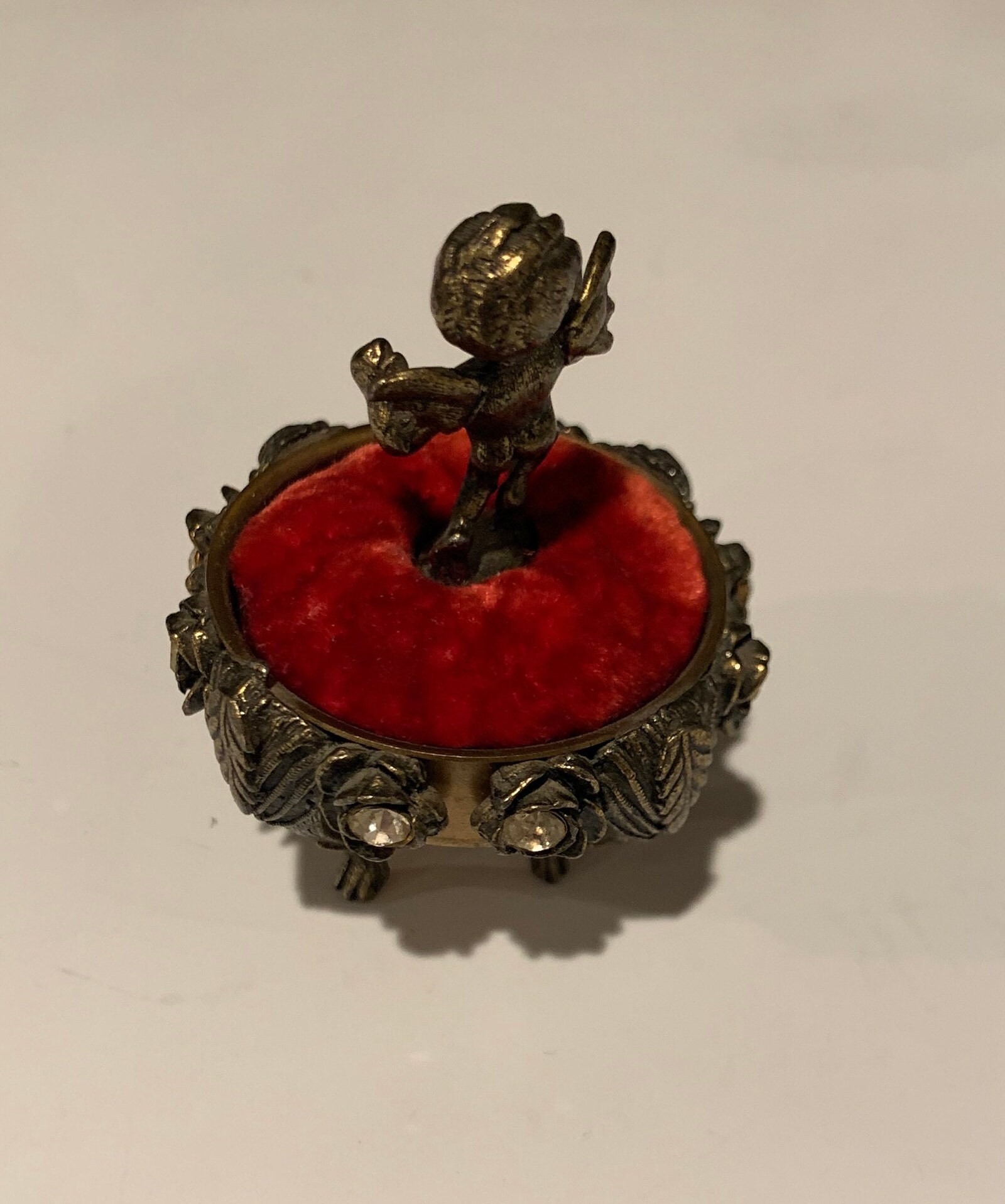 Cherub Red Velvet Pin Cushion Cherub Vanity Decor - Etsy