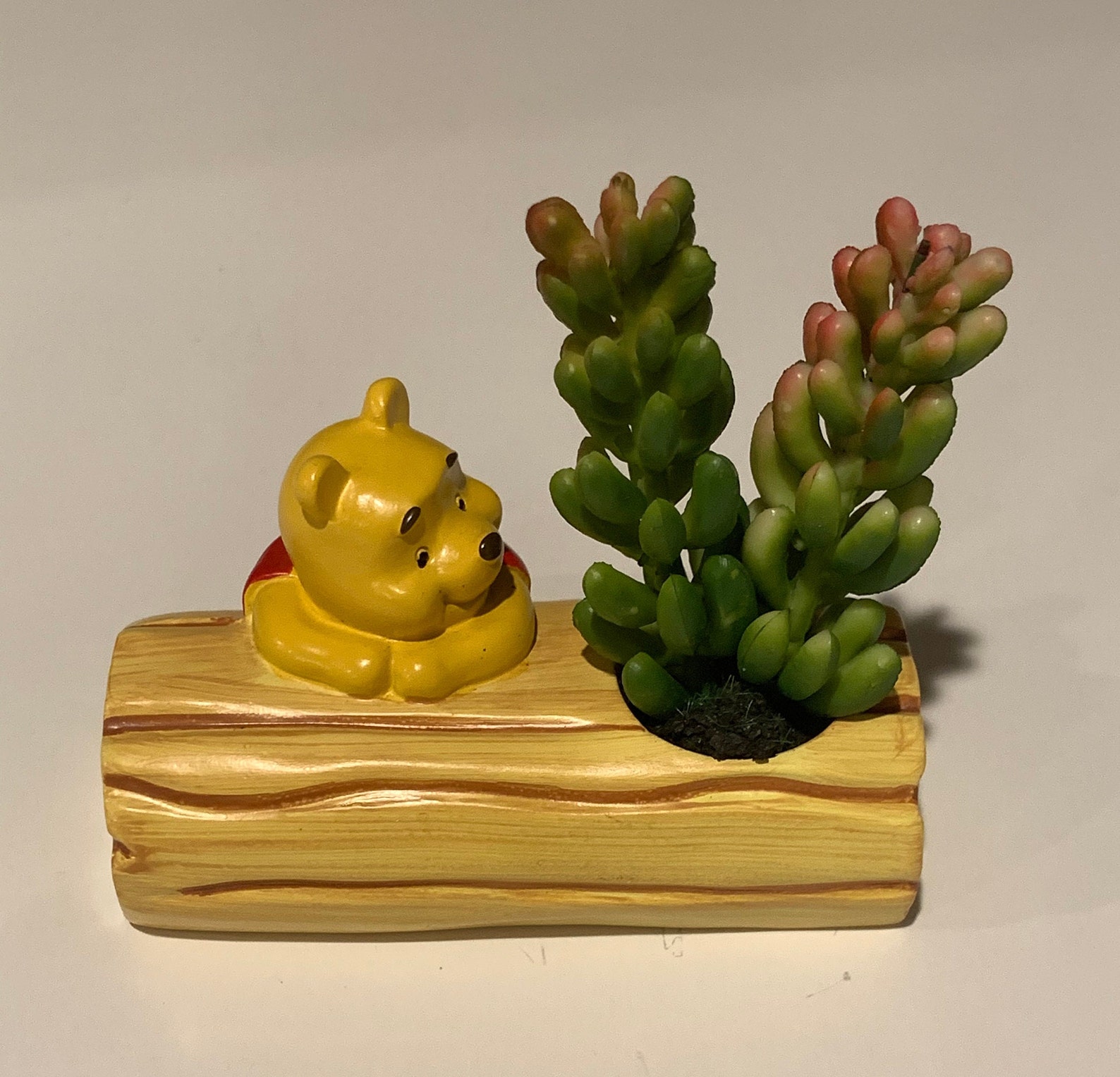 Winnie the Pooh Log Faux Planter Figurine Winnie the Pooh - Etsy