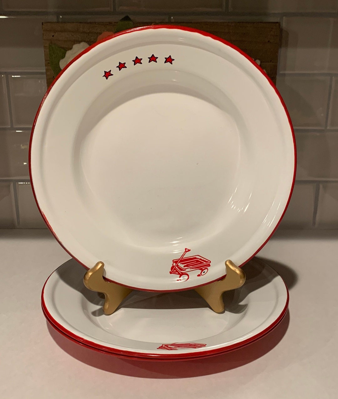 Taipro Enamel Plates | Red @ White Enamel Plates | Wagon Enamel Plates ...