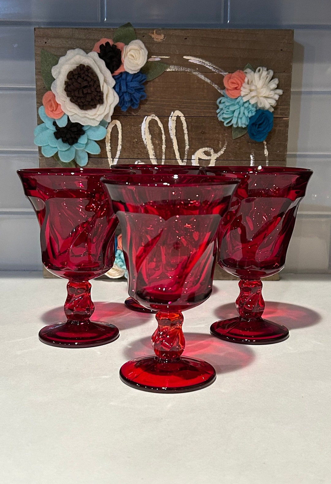 Vintage Fostoria "jamestown" Ruby Red Water Goblets | Ruby Red ...