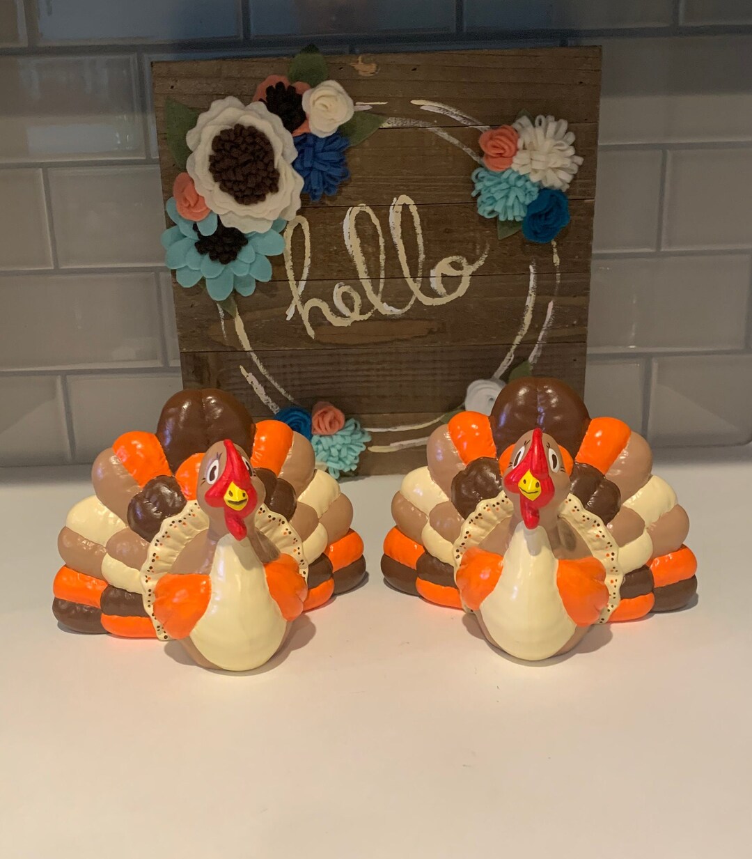 Vintage Ceramic Turkeys Thanksgiving Table Decor table Centerpiece Home ...