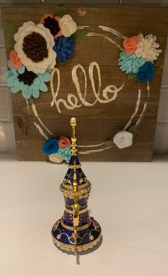 Genie Trinket Dish -| Blue And Gold Genie Trinket Dis… - Gem