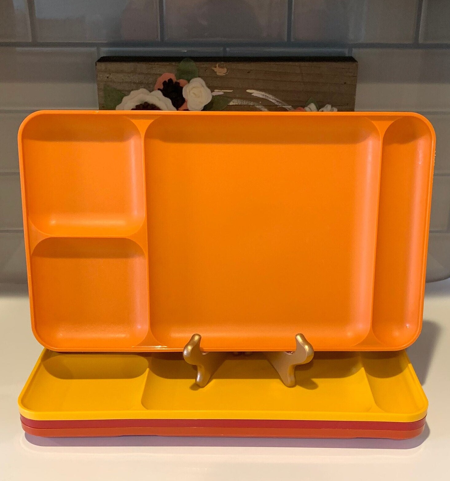 Vintage Tupperware Lunch Trays Yellow Red Orange Burnt - Etsy
