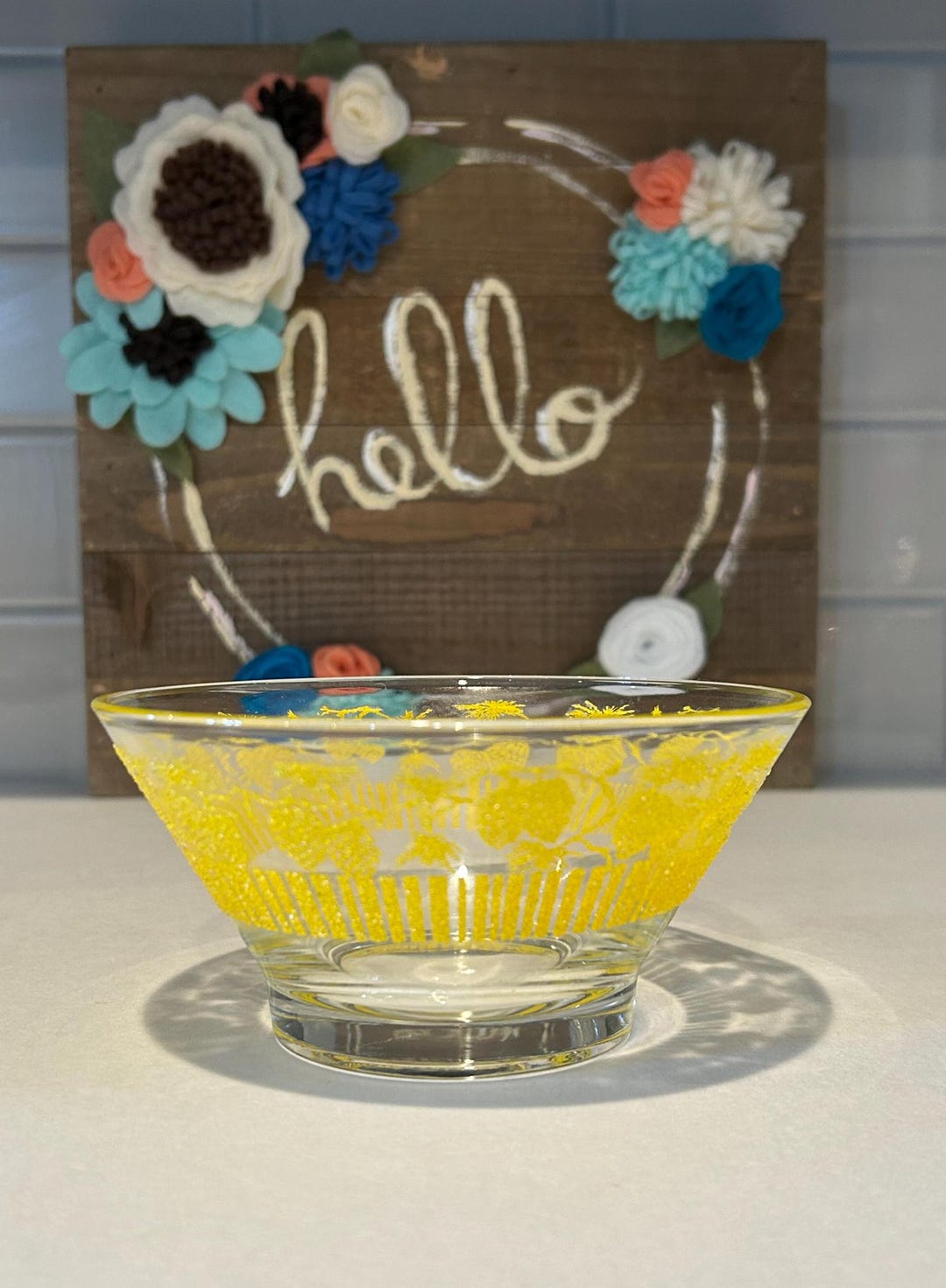 Starlight Serving Bowl With Yellow Acorn | Textured Yellow Bowl ...