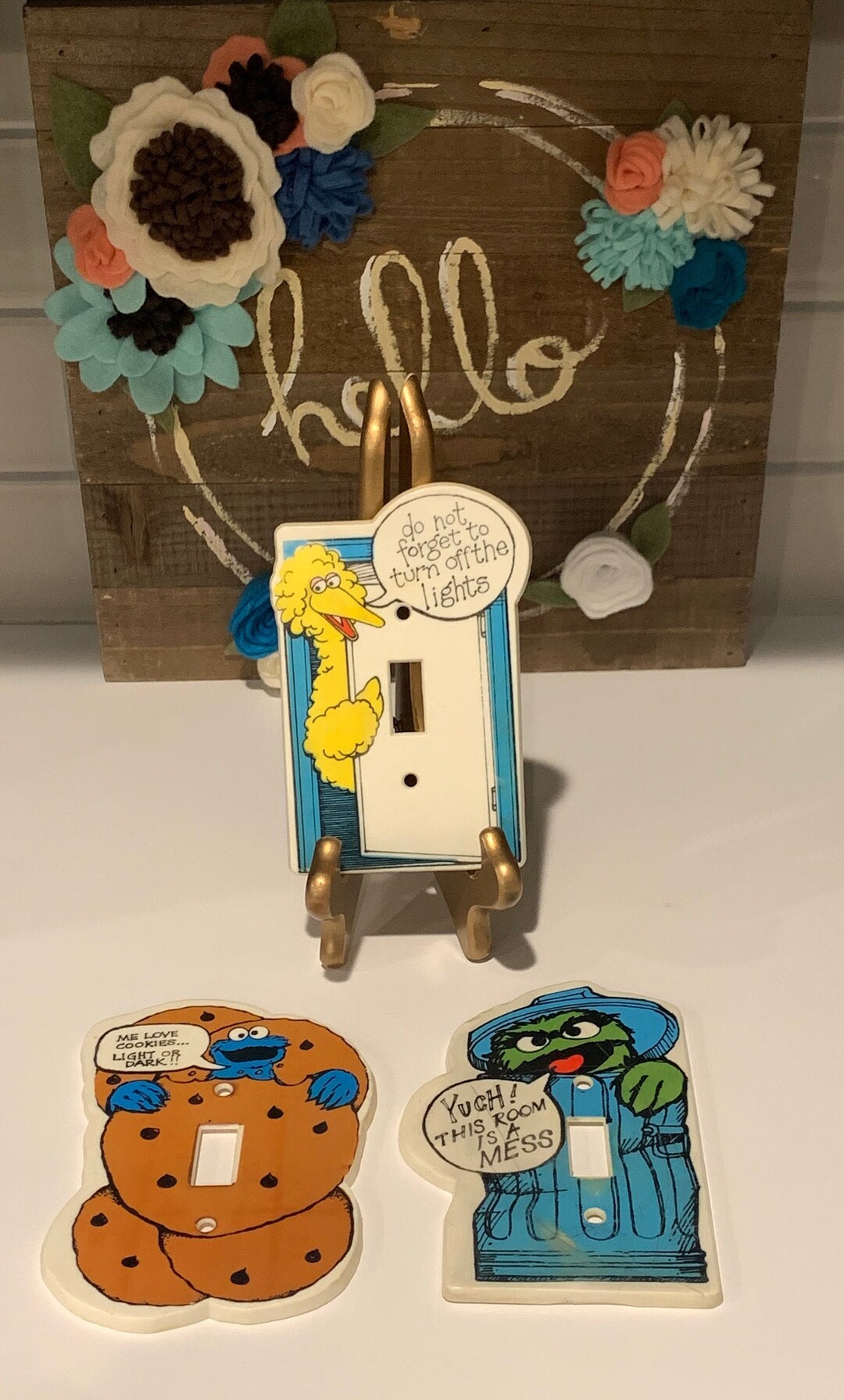 Vintage Sesame Street Light Switch Plates Big Bird Switch Cover Oscar ...