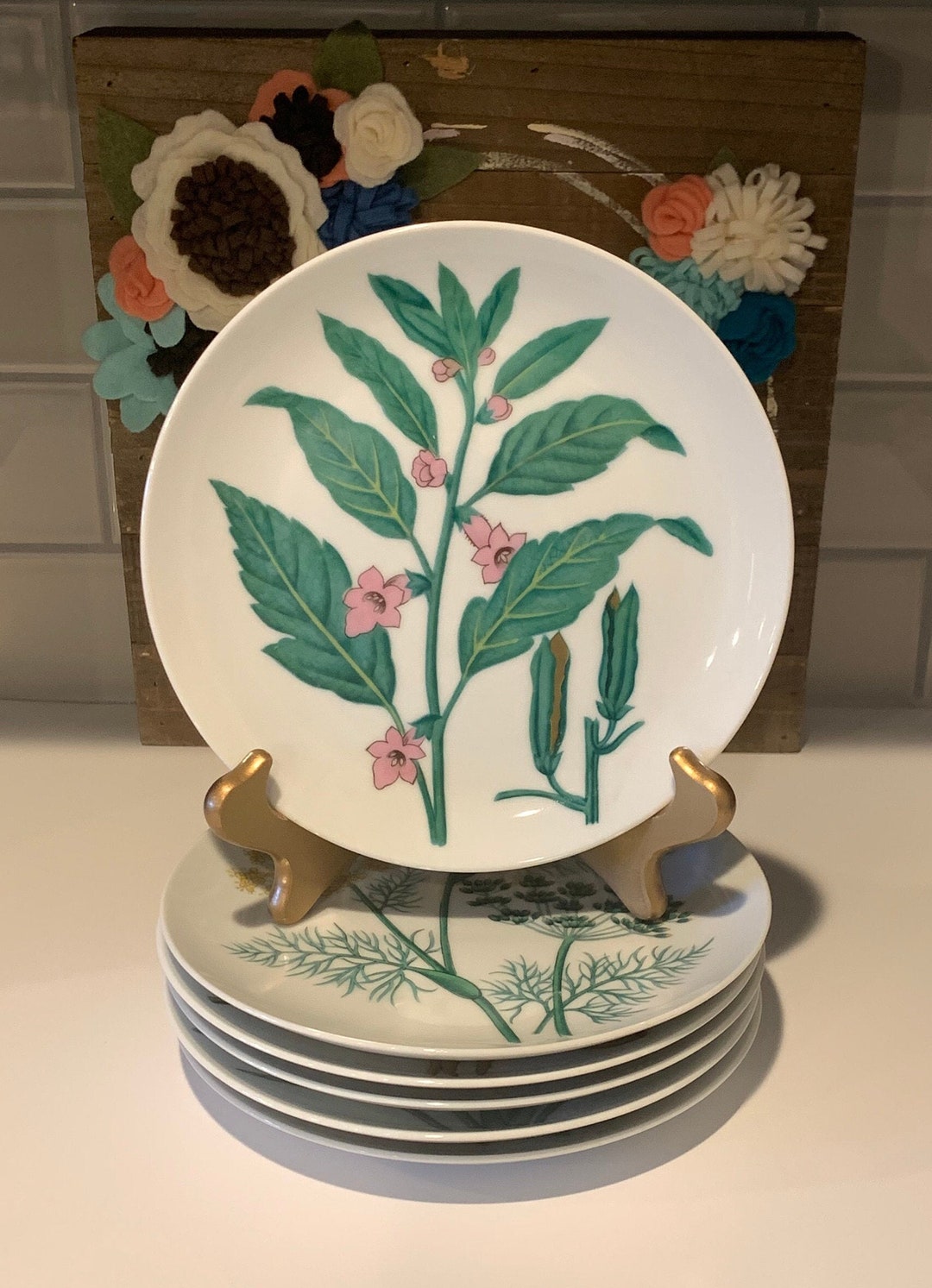 Botanical Herb Seed Salad Plates by HORCHOW Made in Japan | Botanical ...