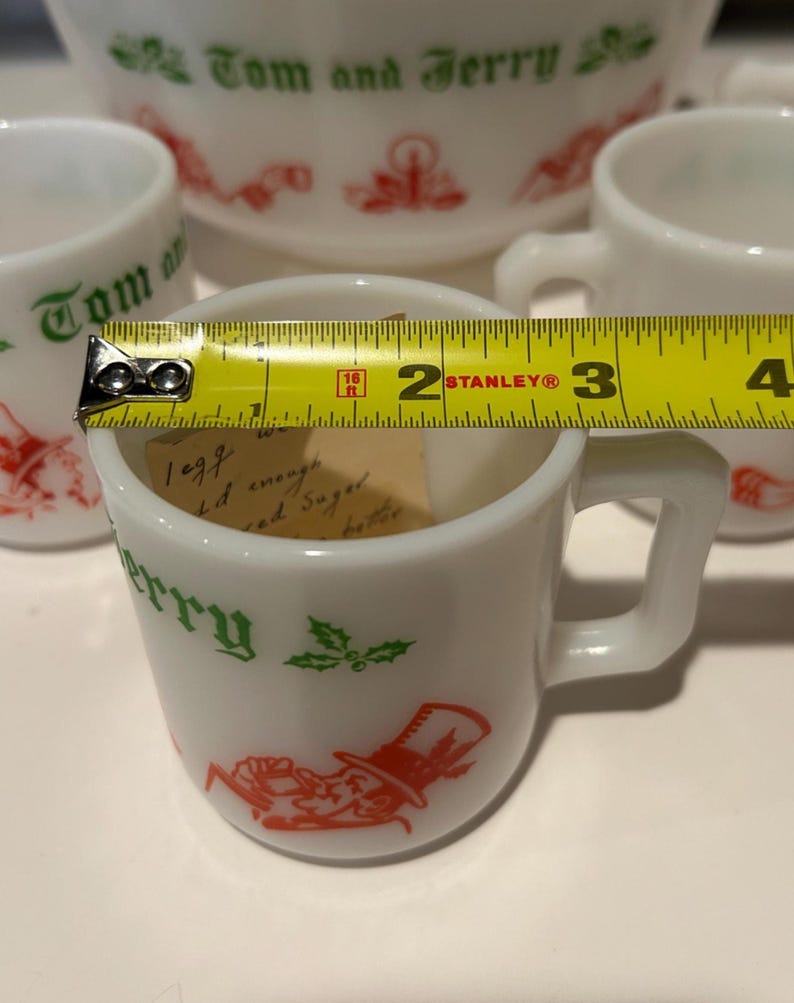 Hazel Atlas Milk Glass Egg Nog Bowl With 5 Mugs | Christmas Bowl and ...