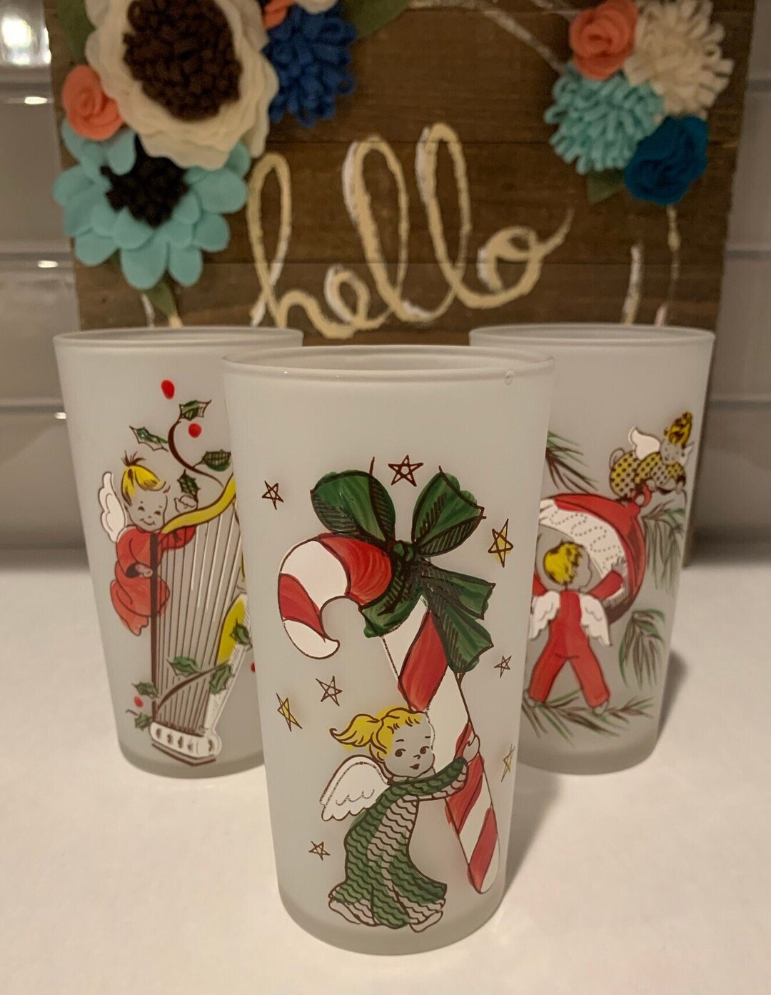 Frosted Christmas Angel Drinking Glasses by Fran Taylor of Gay Fad ...