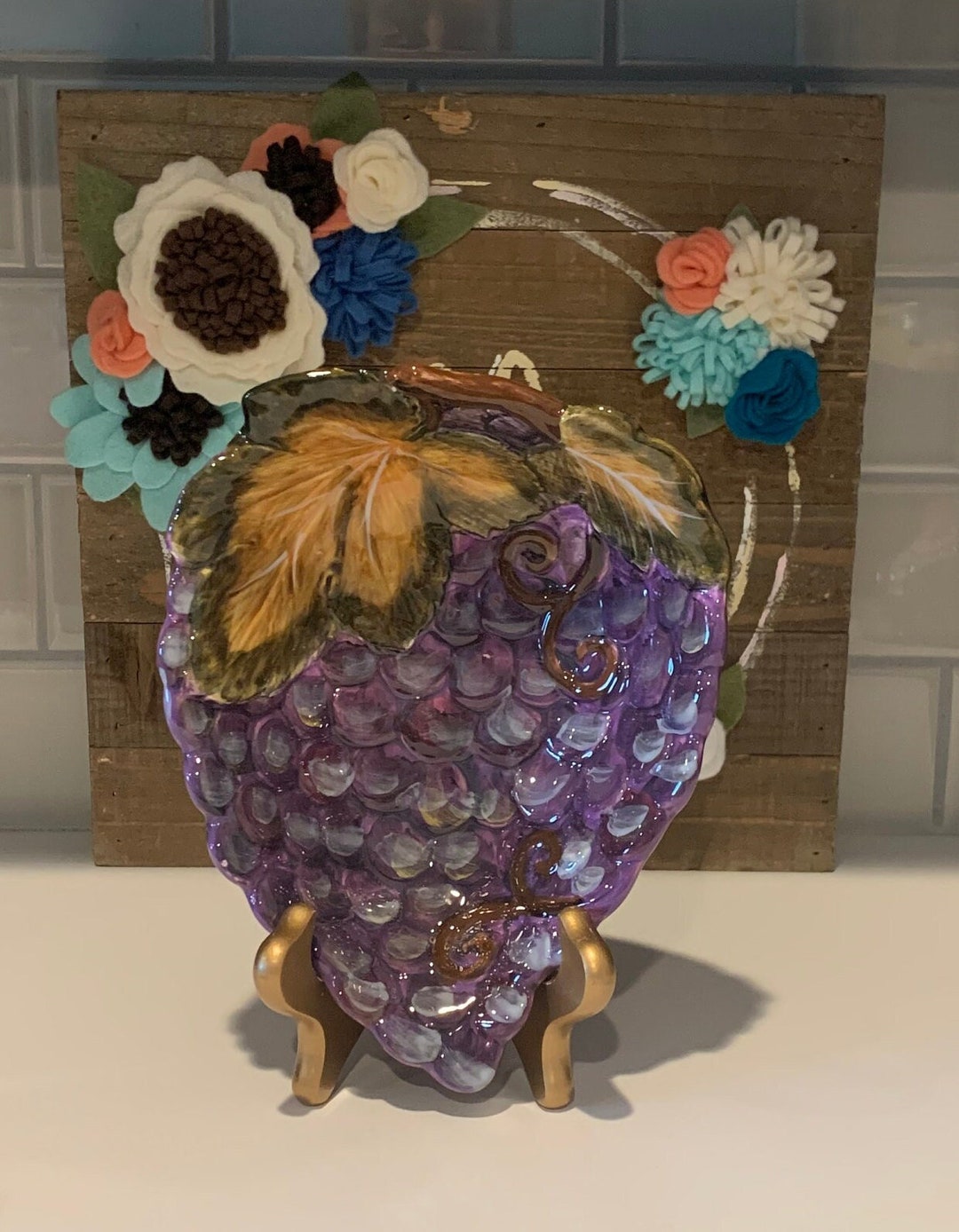 Grape Serving Bowl | Grape Kitchen Decor | Grape Cluster Bowl - Etsy