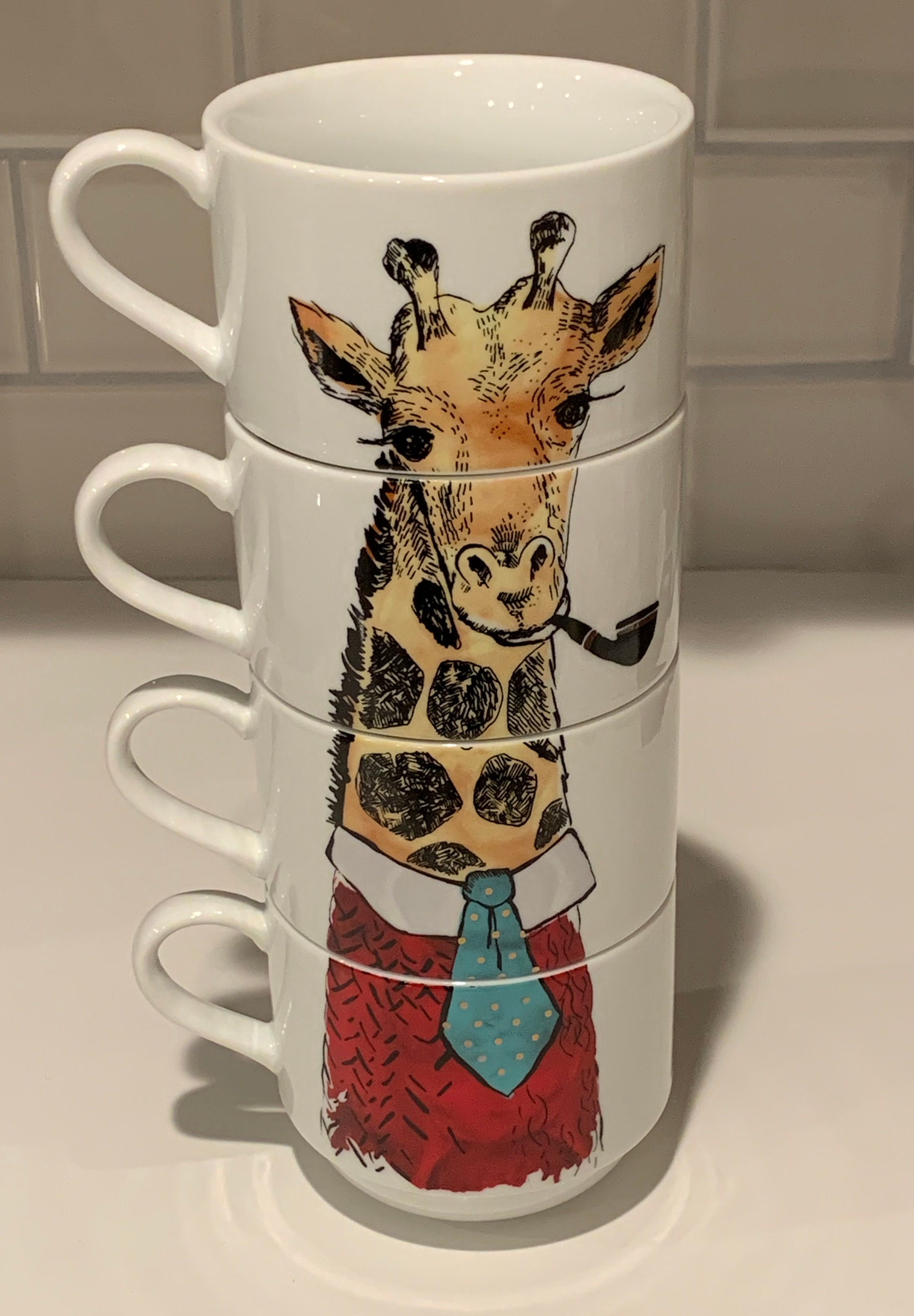 Vintage Cellar Giraffe Coffee Mugs Stackable Cellar Mugs | Etsy