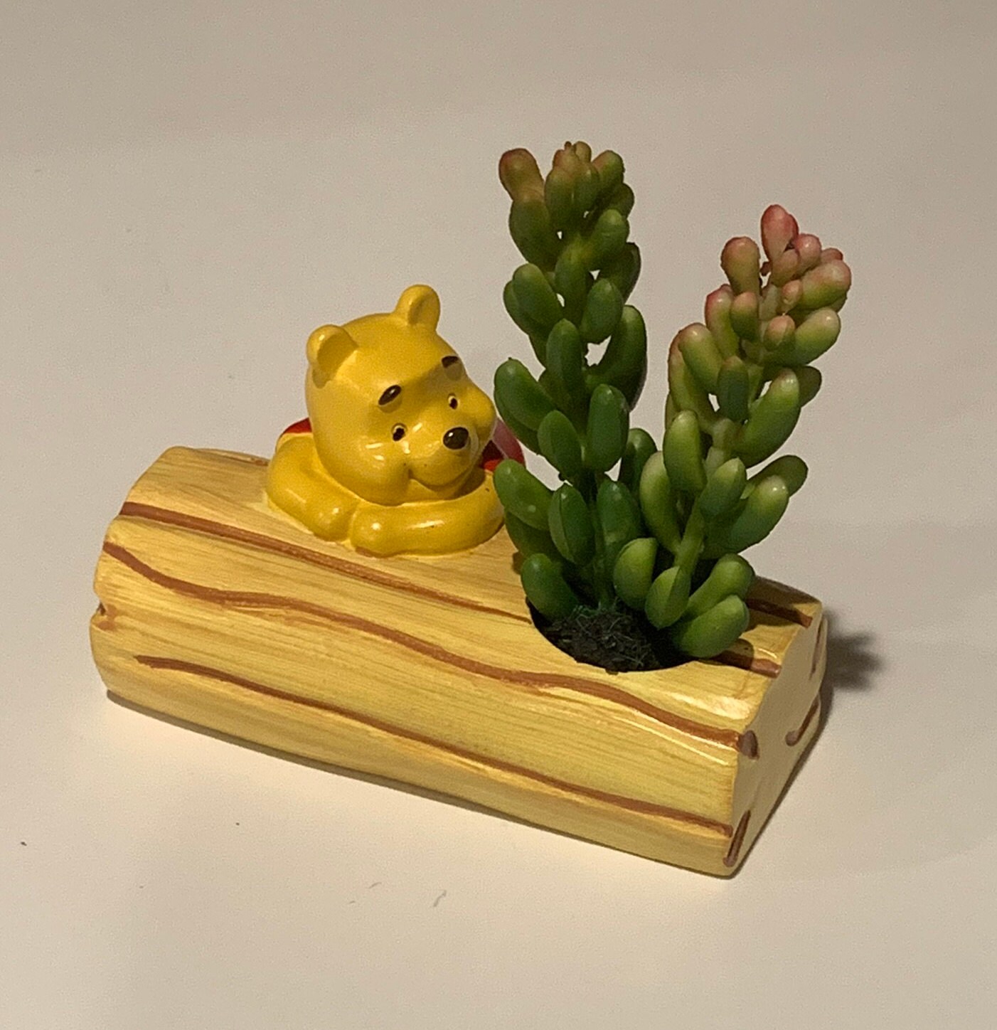 Winnie the Pooh Log Faux Planter Figurine Winnie the Pooh - Etsy