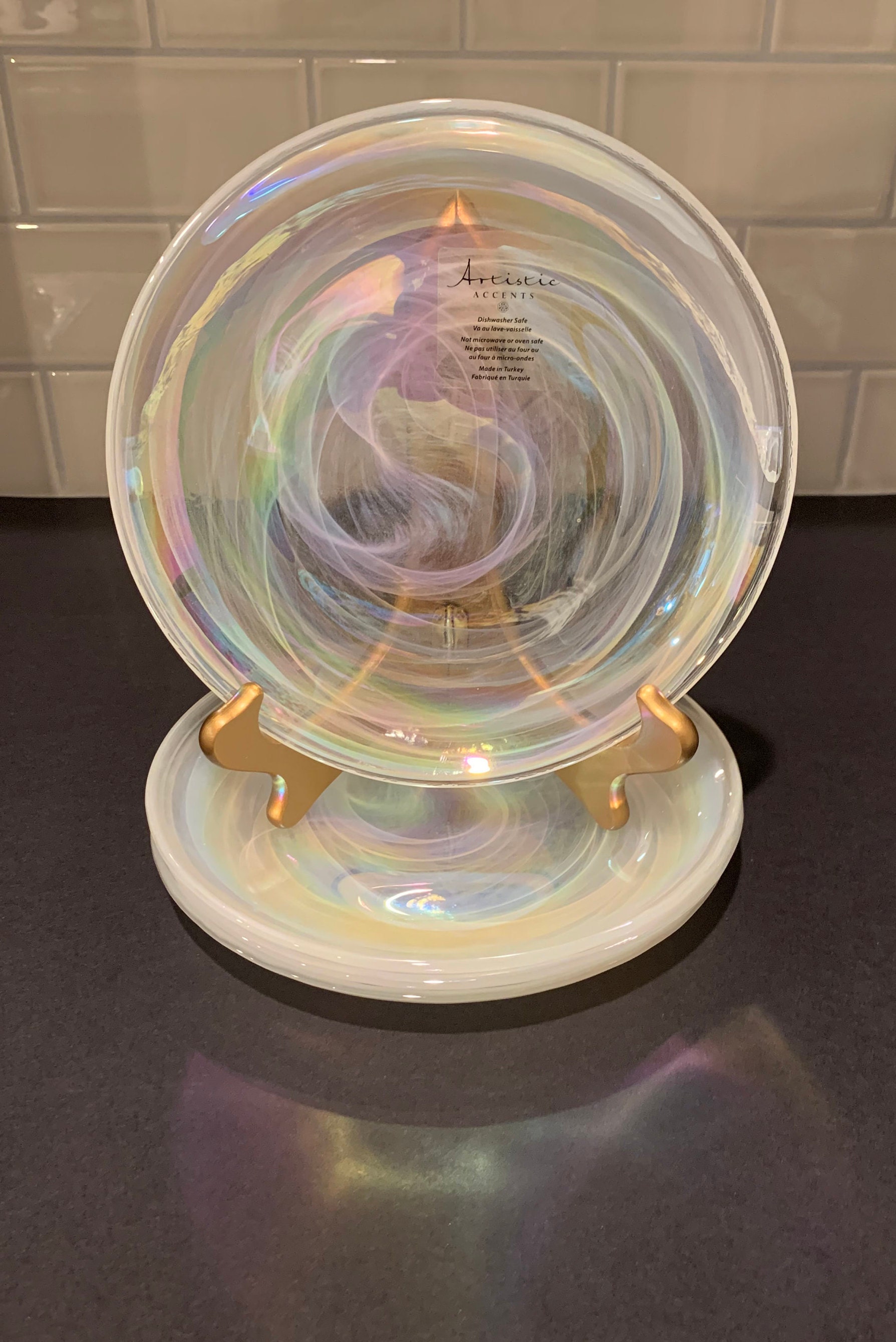 Artistic Accents Opalescent Glass Plates Made In Turkey | Etsy