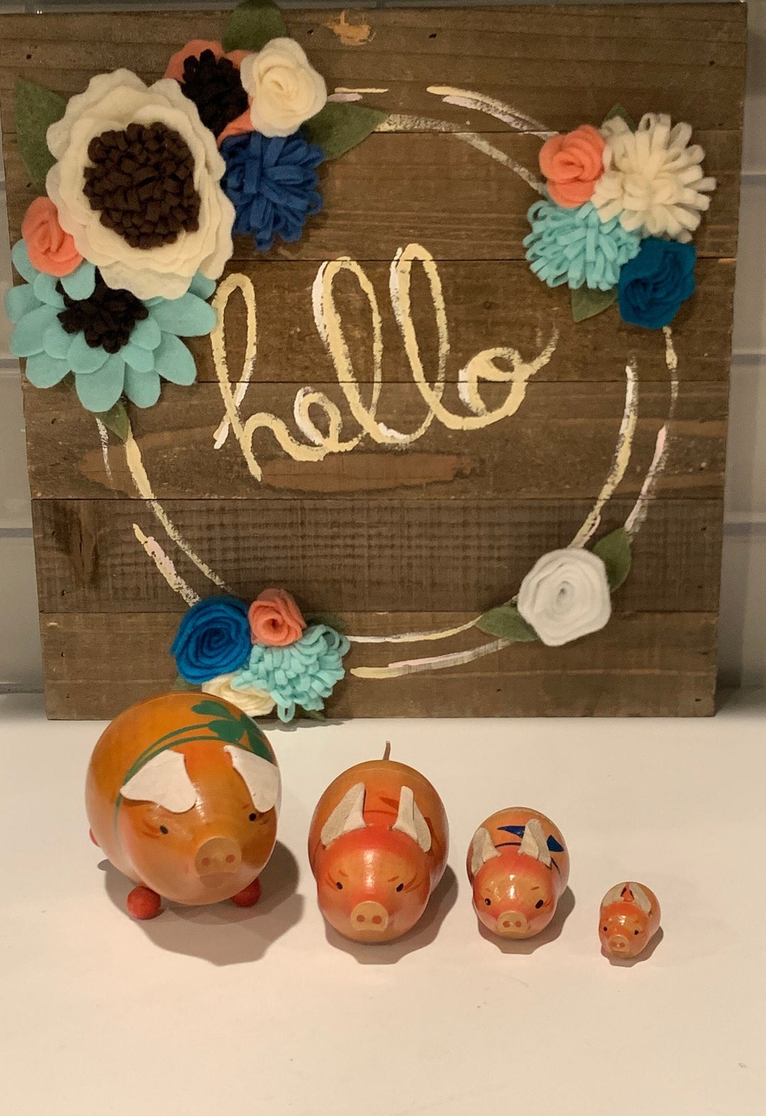 Wooden Pig Nesting Dolls | Pig Nesting Dolls | Pig Collectables | Pig ...