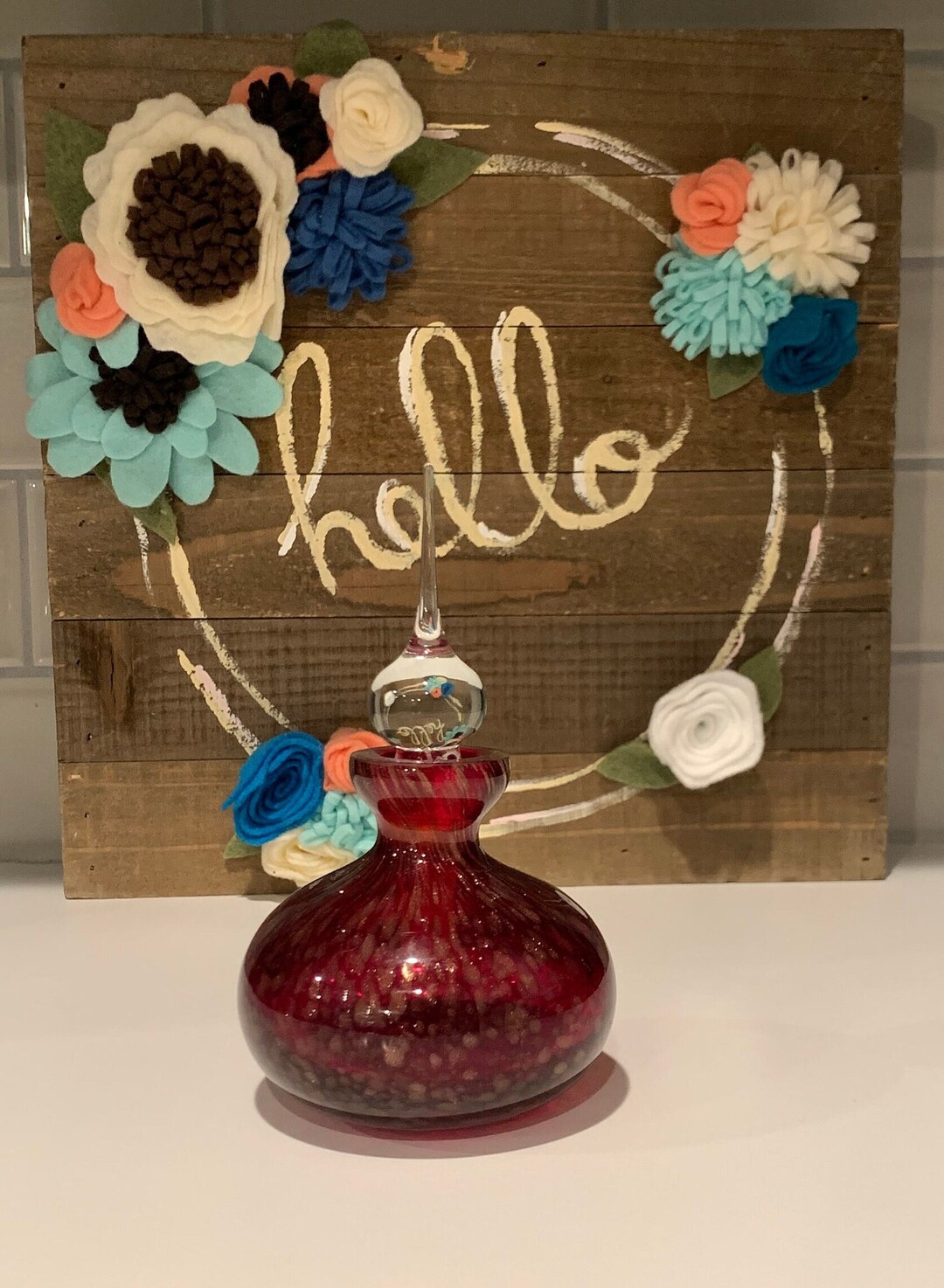 Vintage Ruby Red Glass Perfume Bottle | Ruby Red Vanity Decor ...