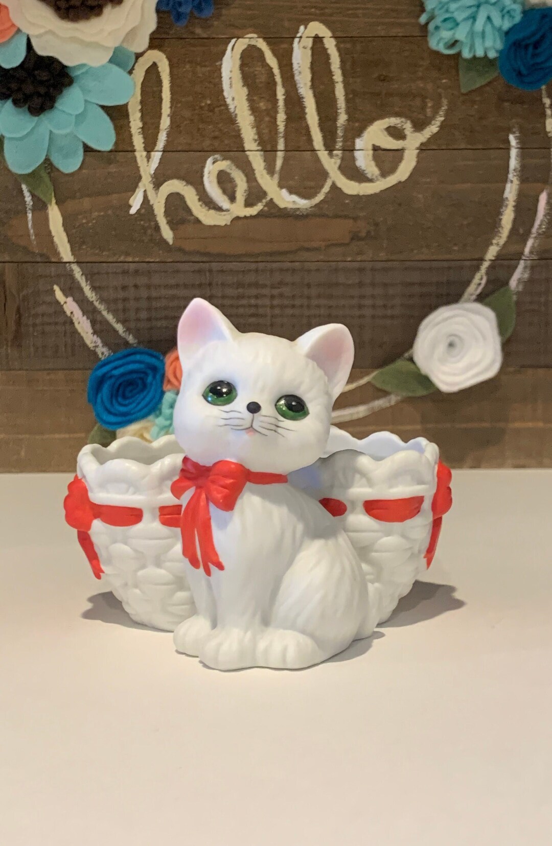 Vintage Lefton Christmas Cat Planter Cat Christmas Decor Cat Home Decor ...