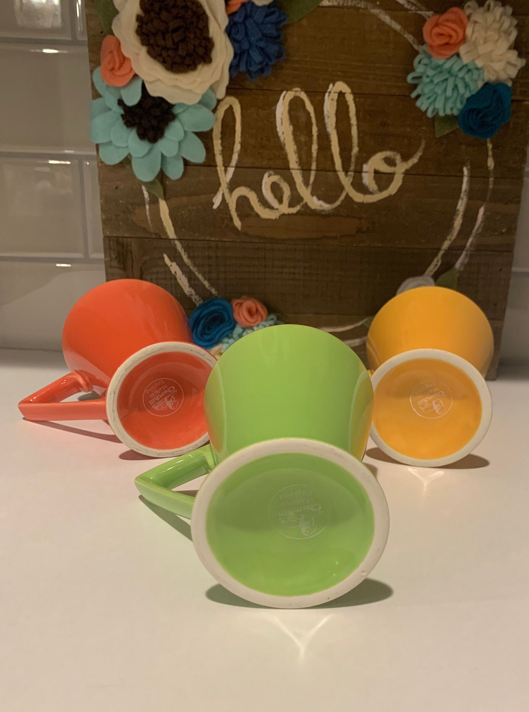 Vintage Churchill Tea Cups Made in England Colorful Tea Mugs | Etsy