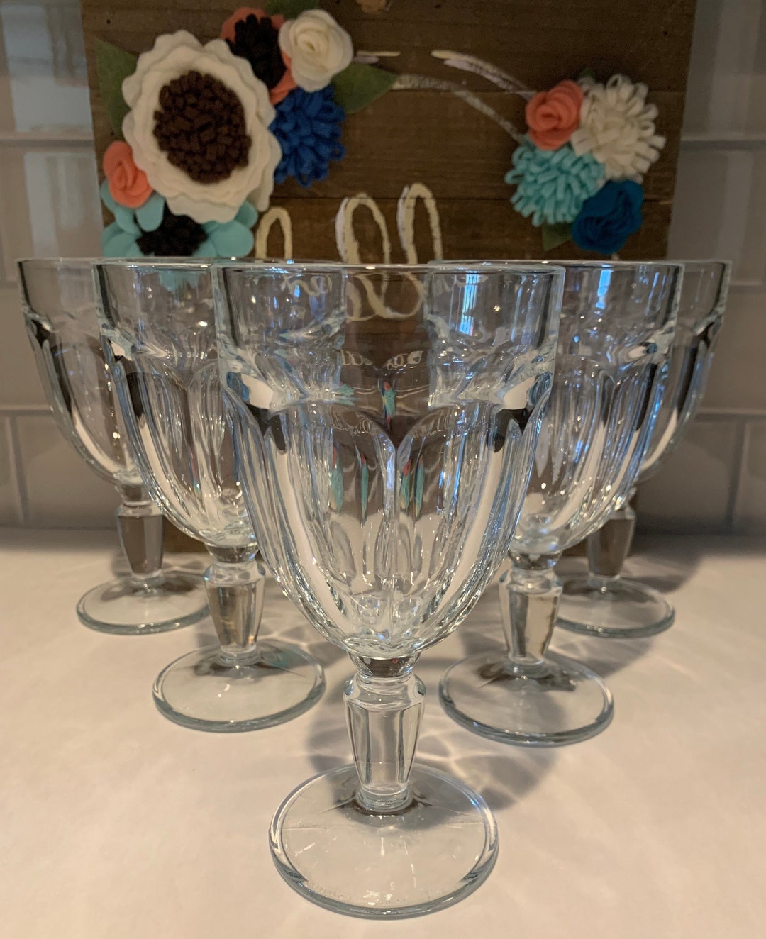 Vintage Glass Water Goblets Clear Glass and Water Goblets Clear Glass ...