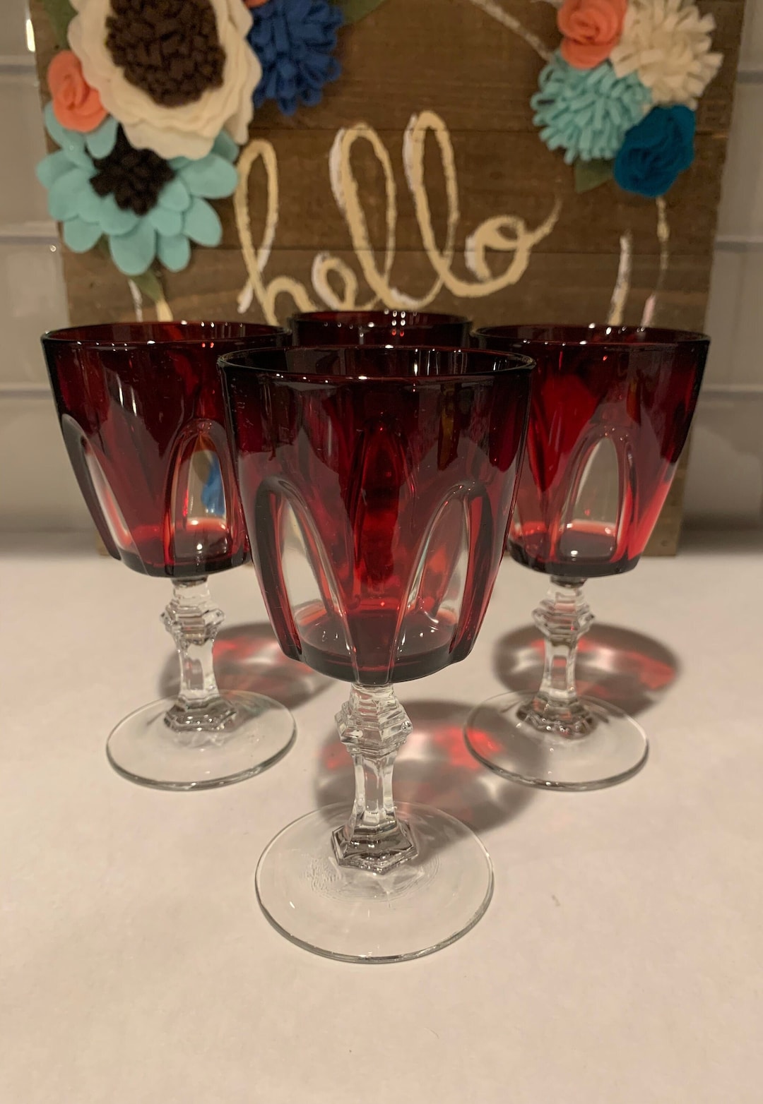 Vintage Luminarc Port Wine Glasses by Cristal D'arques Durand | Red ...