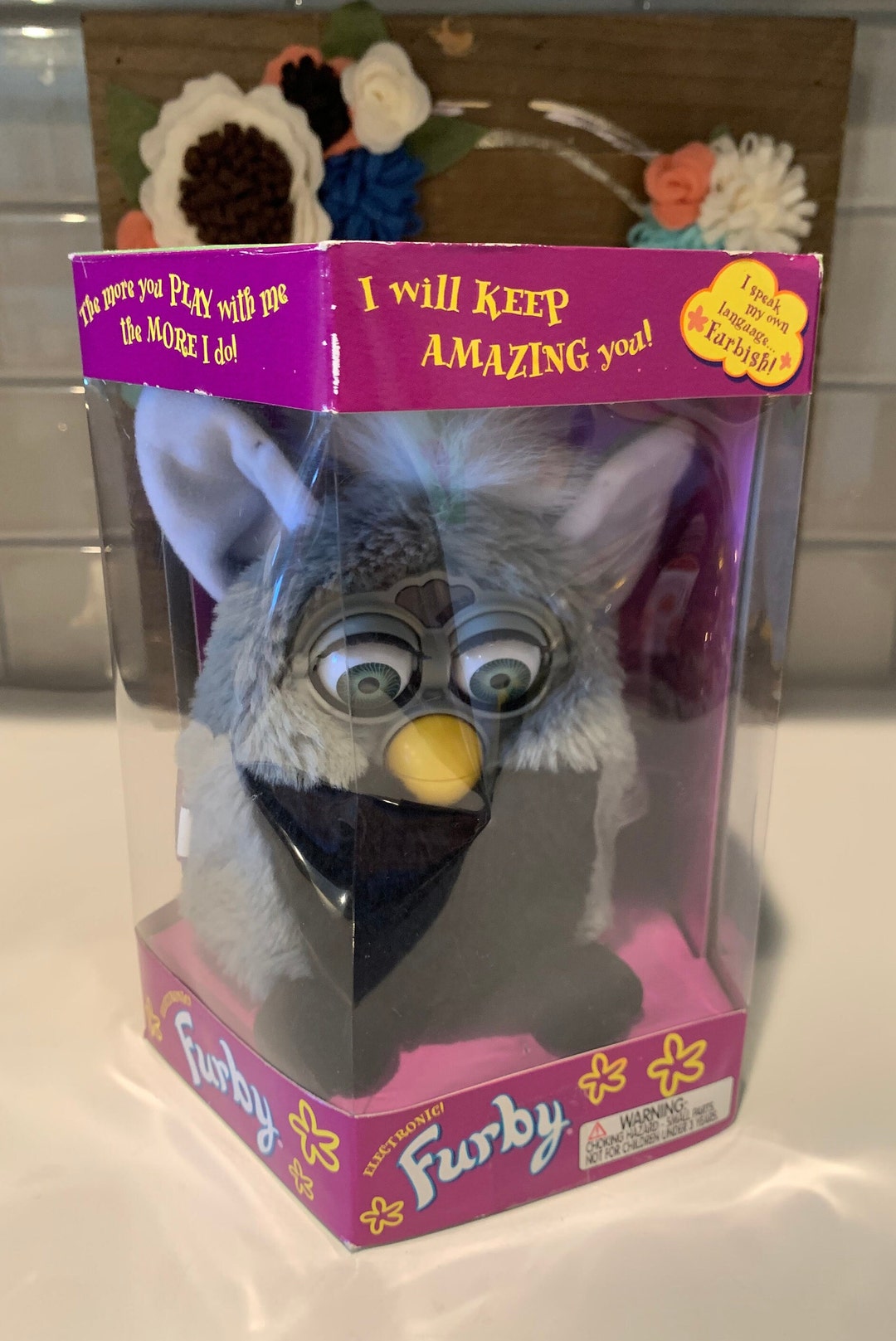 Furby Gray With Black Tummy and Green Eyes | Collectable Furby - Etsy