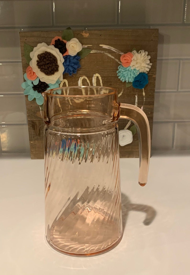 Rosaline Pink swirl Optic Water Pitcher by CRISTAL - Etsy