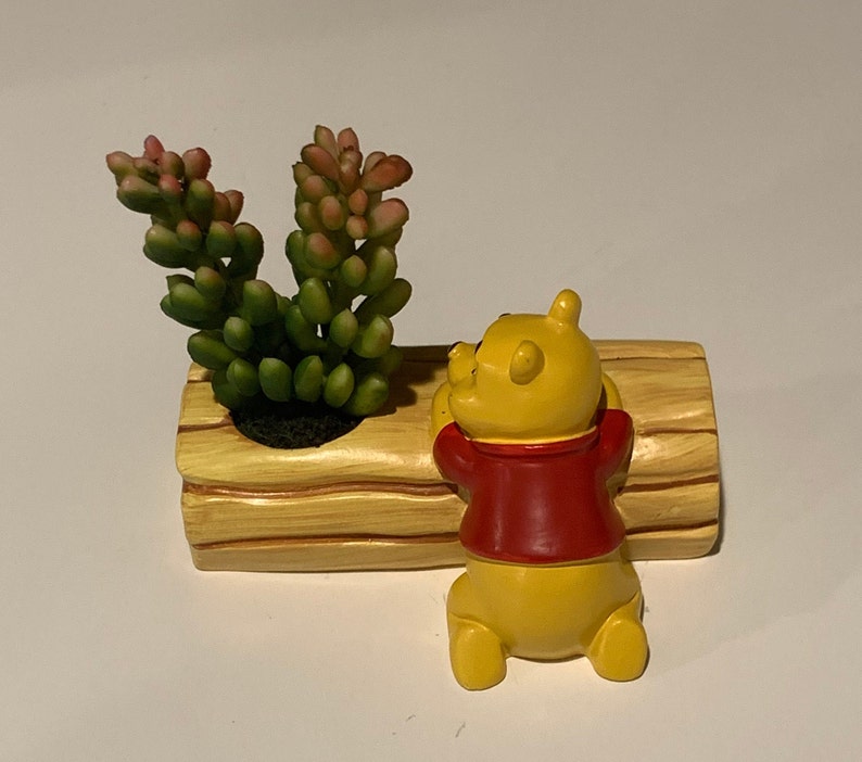 Winnie the Pooh Log Faux Planter Figurine Winnie the Pooh - Etsy
