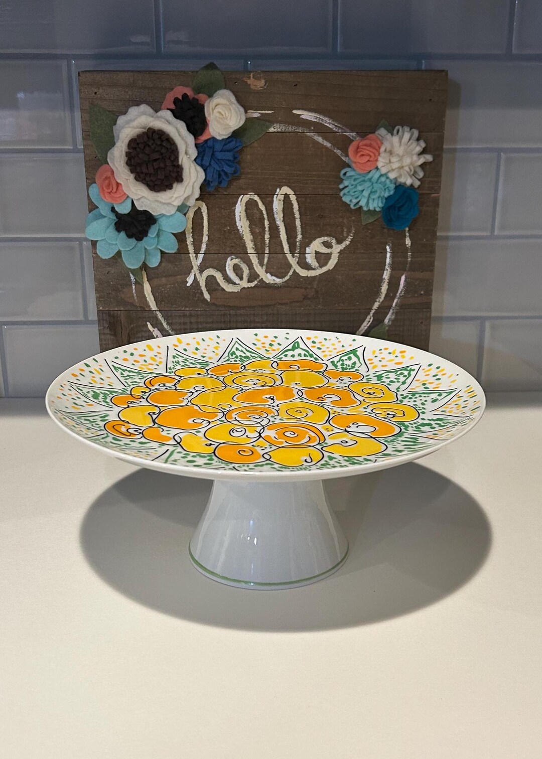 Gloria Vanderbilt Forever Thine Cake Stand | Yellow Floral Cake Plate ...