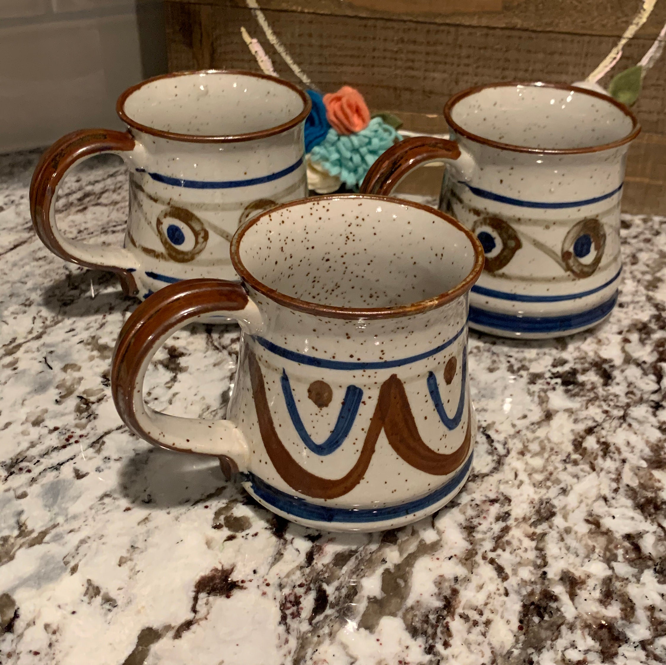 Stoneware Coffee Mugs Vintage Speckled Stoneware Bareware - Etsy