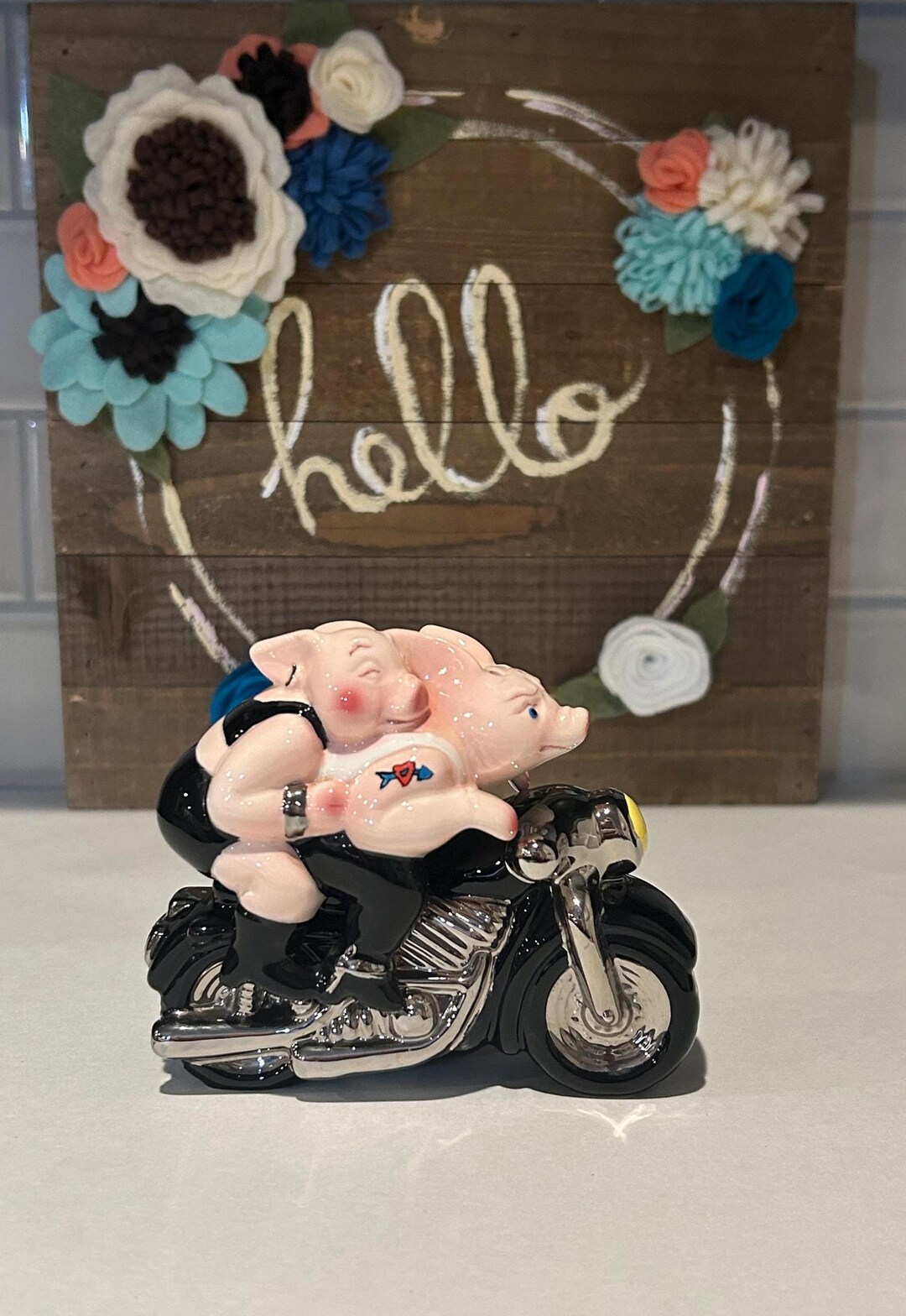 Vintage Biker Hogs Salt & Pepper Shakers: Motorcycle Riding Pigs - Etsy