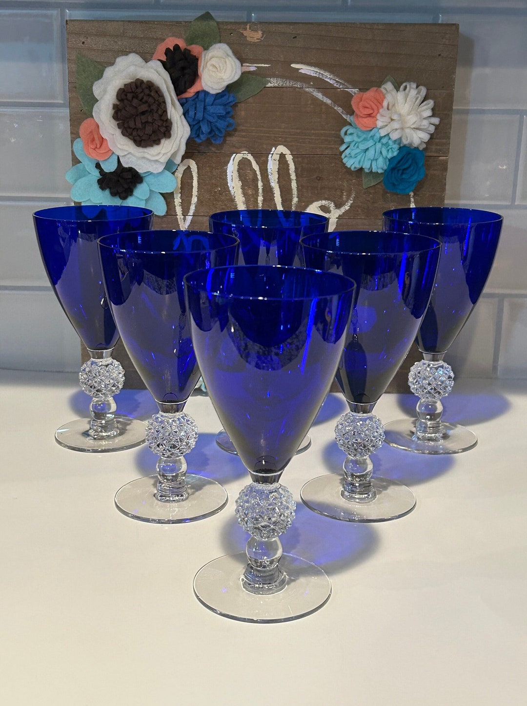 Morgantown Golf Ball Cobalt Blue Water Goblets Cobalt Blue Table Decor ...