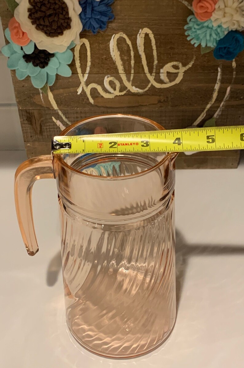 Rosaline Pink swirl Optic Water Pitcher by CRISTAL - Etsy