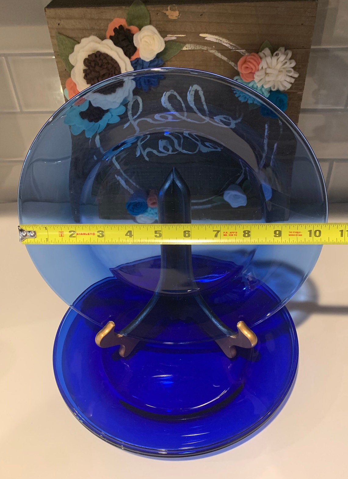 Vintage Blue Glass Dinner Plates Blue Glass Tablescape - Etsy