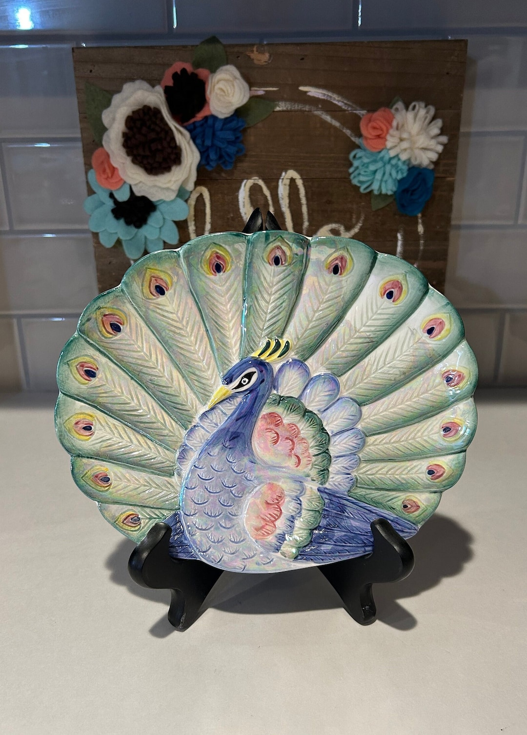Vintage Henriksen Peacock Plate Peacock Kitchen Decor Peacock Lover ...