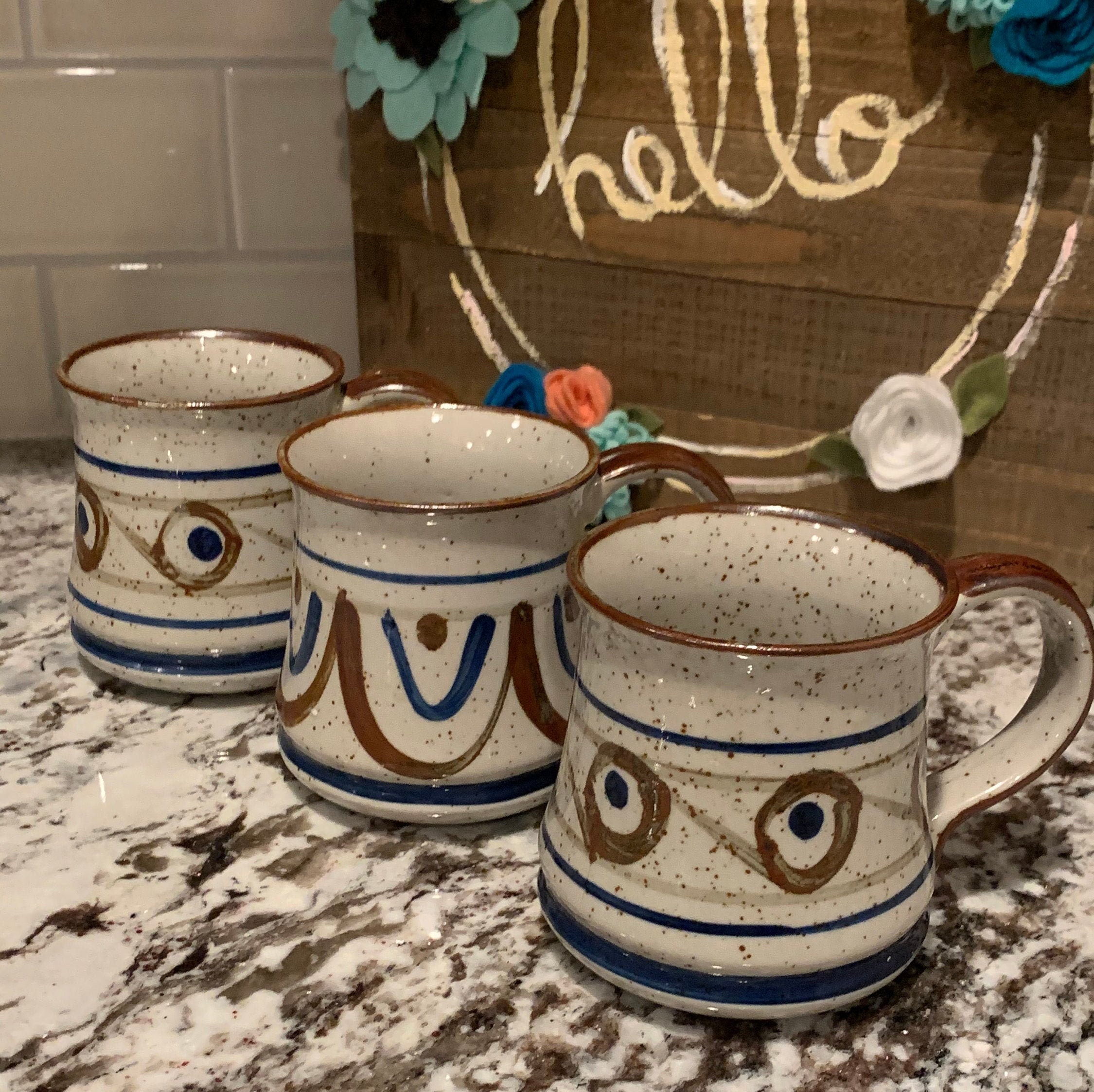 Stoneware Coffee Mugs Vintage Speckled Stoneware Bareware - Etsy