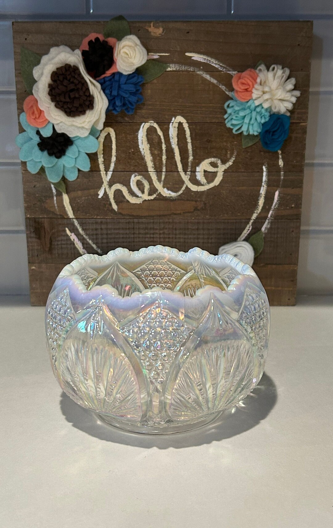 Fenton Pearl Iridescent Button Edge Glass Bowl| Fenton Glassware ...