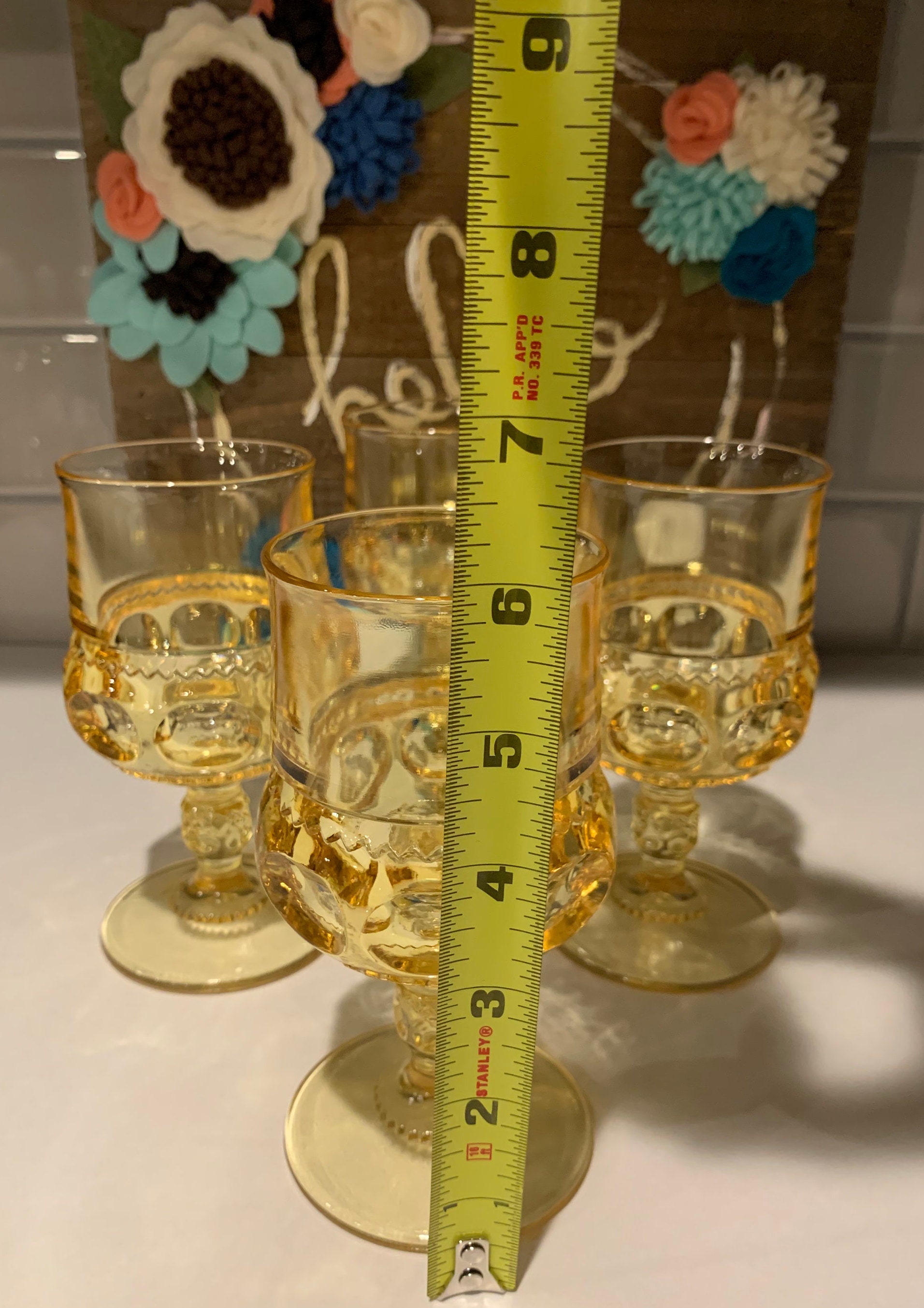 Vintage Water Goblets Kings Crown Yellow Goblets Yellow | Etsy