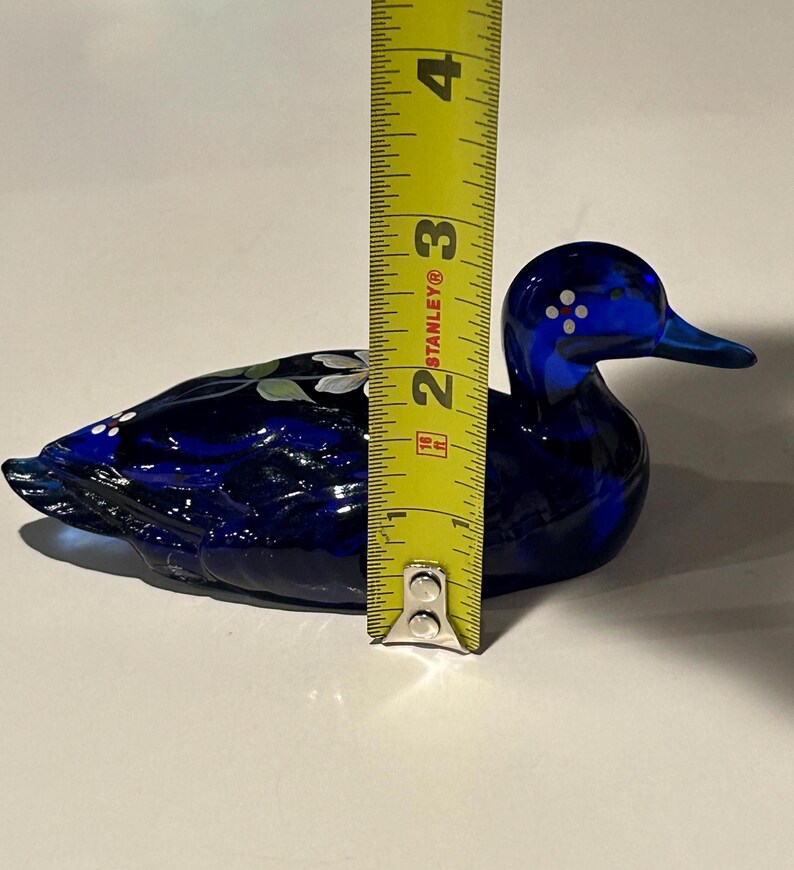Fenton Cobalt Blue Glass Duck: Hand-painted Floral Figurine - Etsy